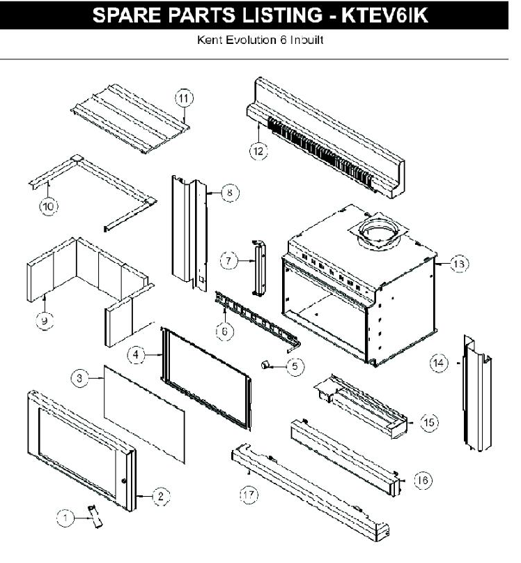 Kent Evolution EV6 Inbuilt Wood Heater - KTEV6IK (2004-2011)
