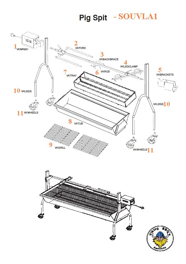 Viking Pig Spit BBQ Spare Parts - SOUVLA1 (2011)