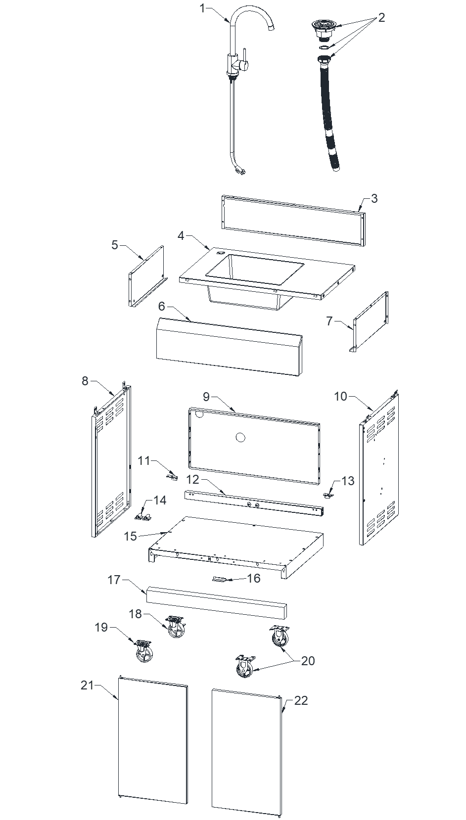 Nexgrill Cucina Island Sink Unit Spare Parts (CCNSINKQ)